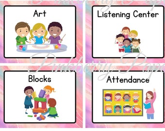 Watercolor Classroom Center Signs | Preschool Centers | Printable ...