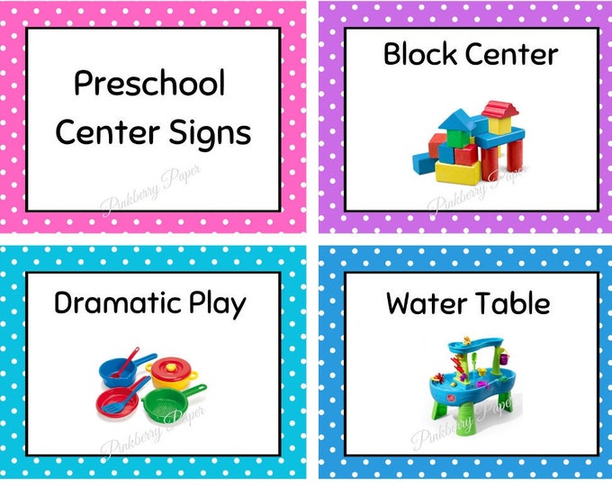 Polka Dot Preschool Center Signs: Classroom Decor (PDF Download) - Etsy