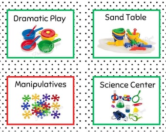 Polka Dot Preschool Center Signs: Classroom Decor (PDF File) - Etsy