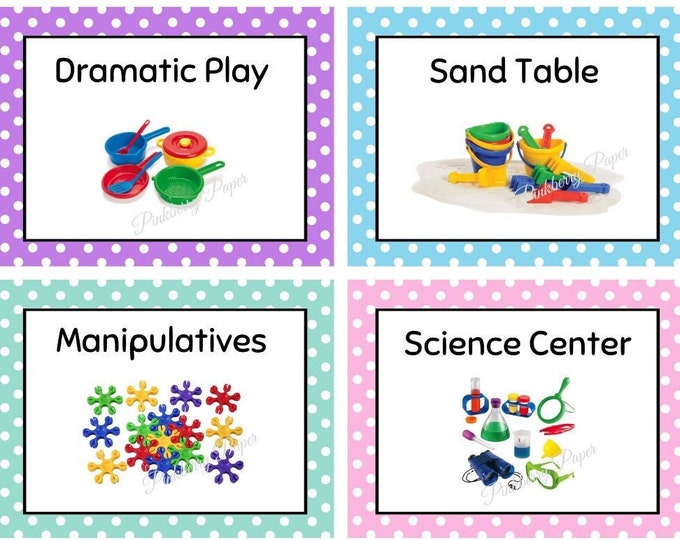 Preschool Center Signs: Pastel Polka Dot Classroom Decor (instant ...