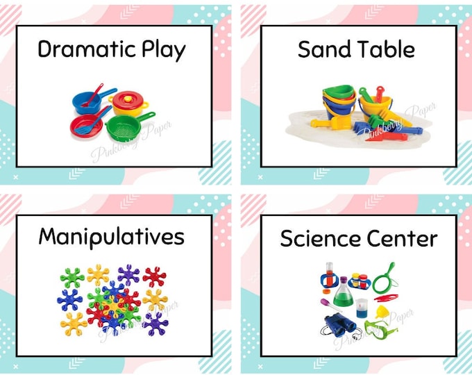 Peach & Mint Preschool Center Signs: Classroom Decor (instant Download ...