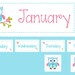 Printable Classroom Calendar | Pink and Blue Owl Themed Calendar ...