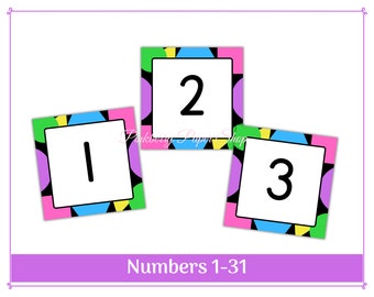 Colorful Classroom Calendar Numbers 1-31 (printable Digital Download ...