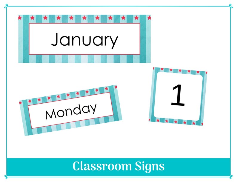 Circus-carnival Themed Classroom Calendar Printable Months | Etsy