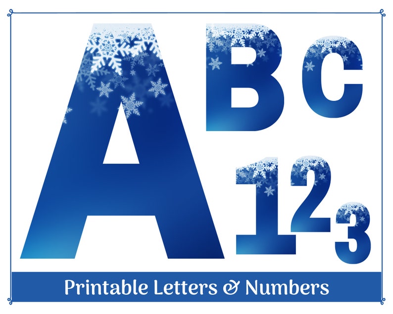 Snowflake Alphabet and Numbers Clip Art: Winter Bulletin Board (digital ...