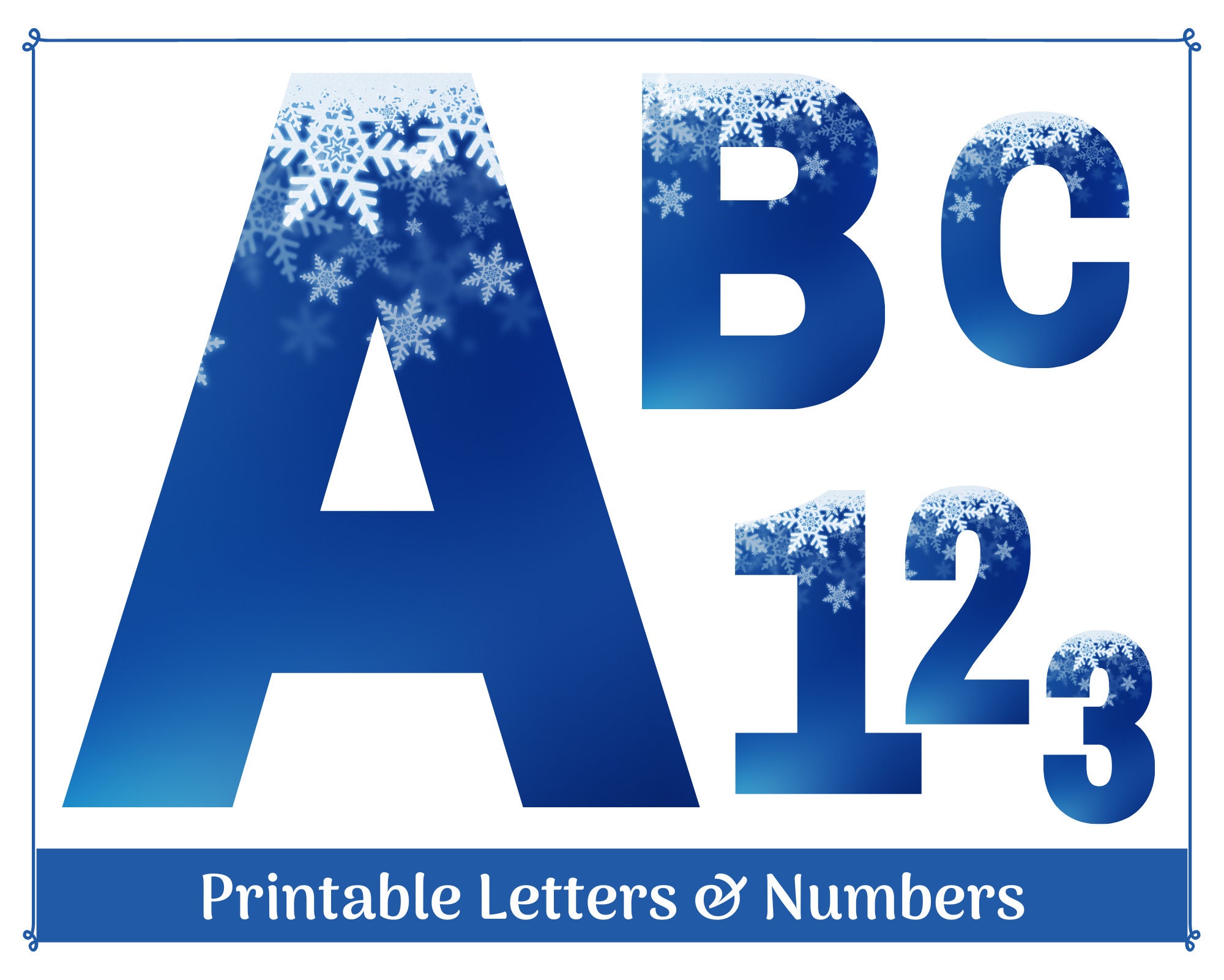 Snowflake Alphabet and Numbers Clip Art: Winter Bulletin Board (digital ...