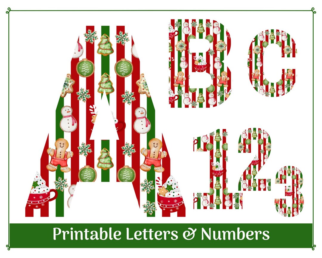 Christmas Bulletin Board Letters & Numbers | Uppercase A-Z and Numbers ...