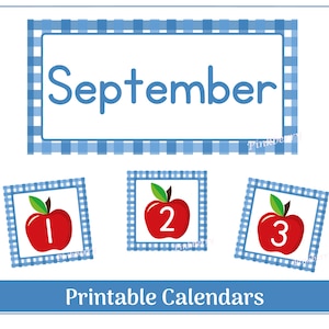 September Classroom Calendar Header and Numbers| Blue Plaid and Read ...