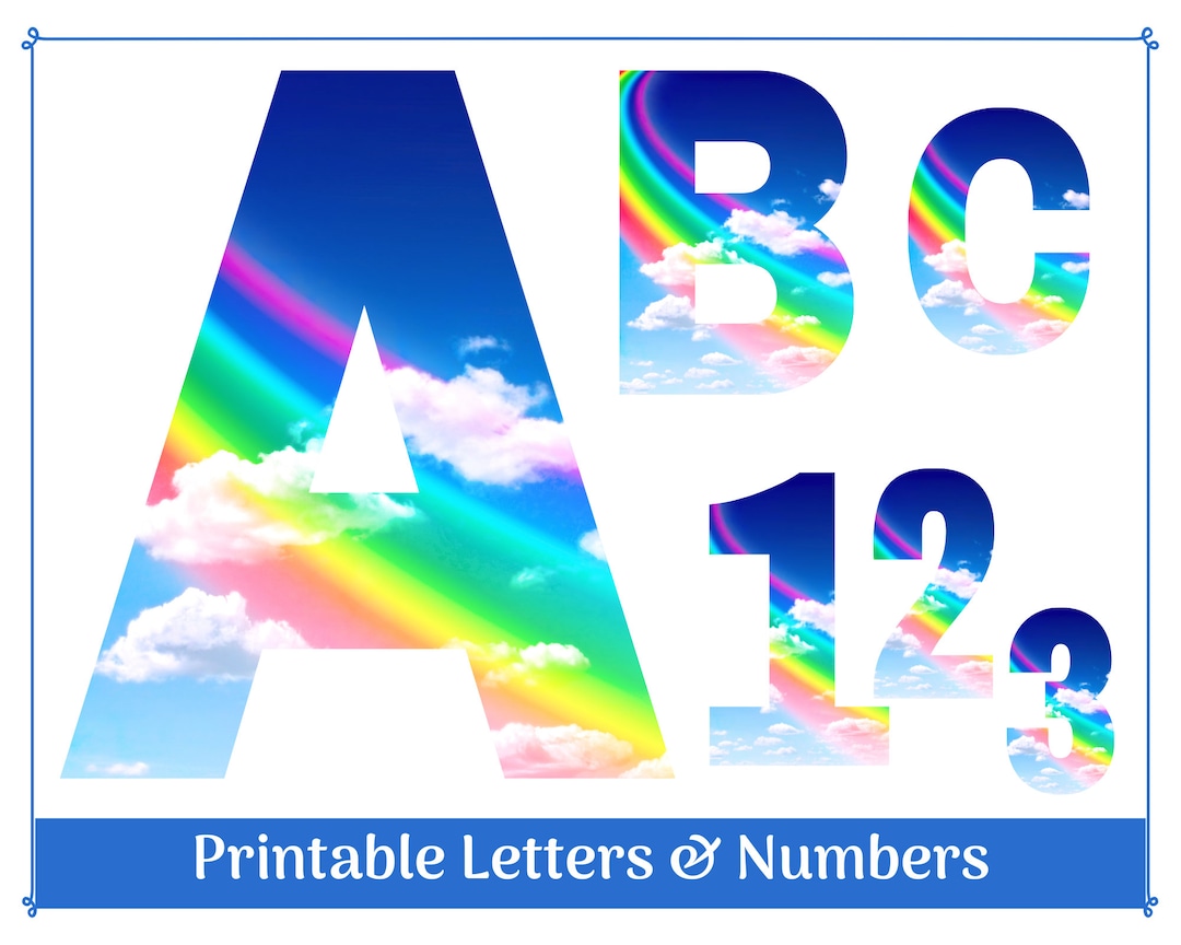Rainbow Sky Alphabet and Numbers: Printable Clip Art (digital Download ...