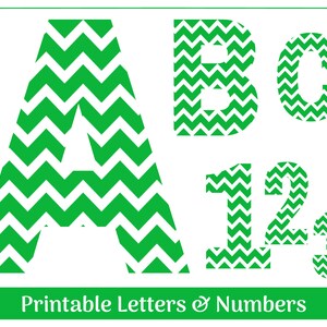 Green Chevron Alphabet Letters & Numbers | Uppercase A-Z and 0-9 ...