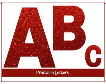 Red Alphabet Clipart, Red Glitter Letters, Numbers Clipart, Cursive ...