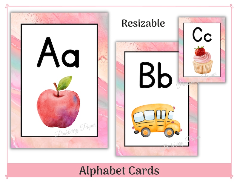 Watercolor Alphabet Cards Classroom Alphabet Classroom - Etsy