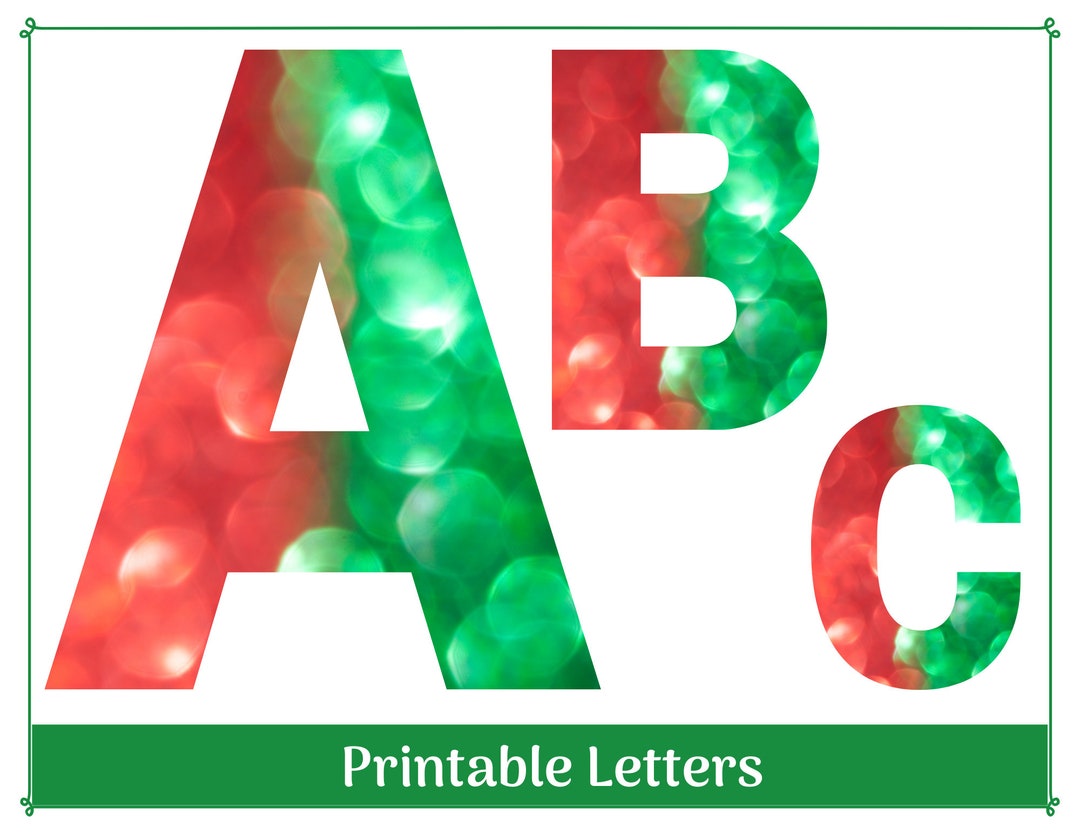 Red & Green Christmas Lights Alphabet Letters, Numbers 0-9 | Banner ...