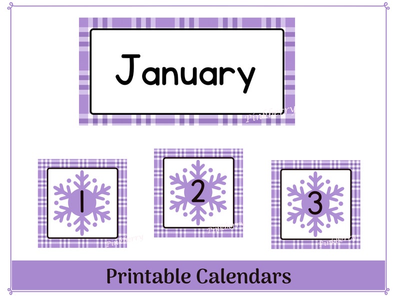 January Classroom Calendar Header and Numbers Printable & - Etsy