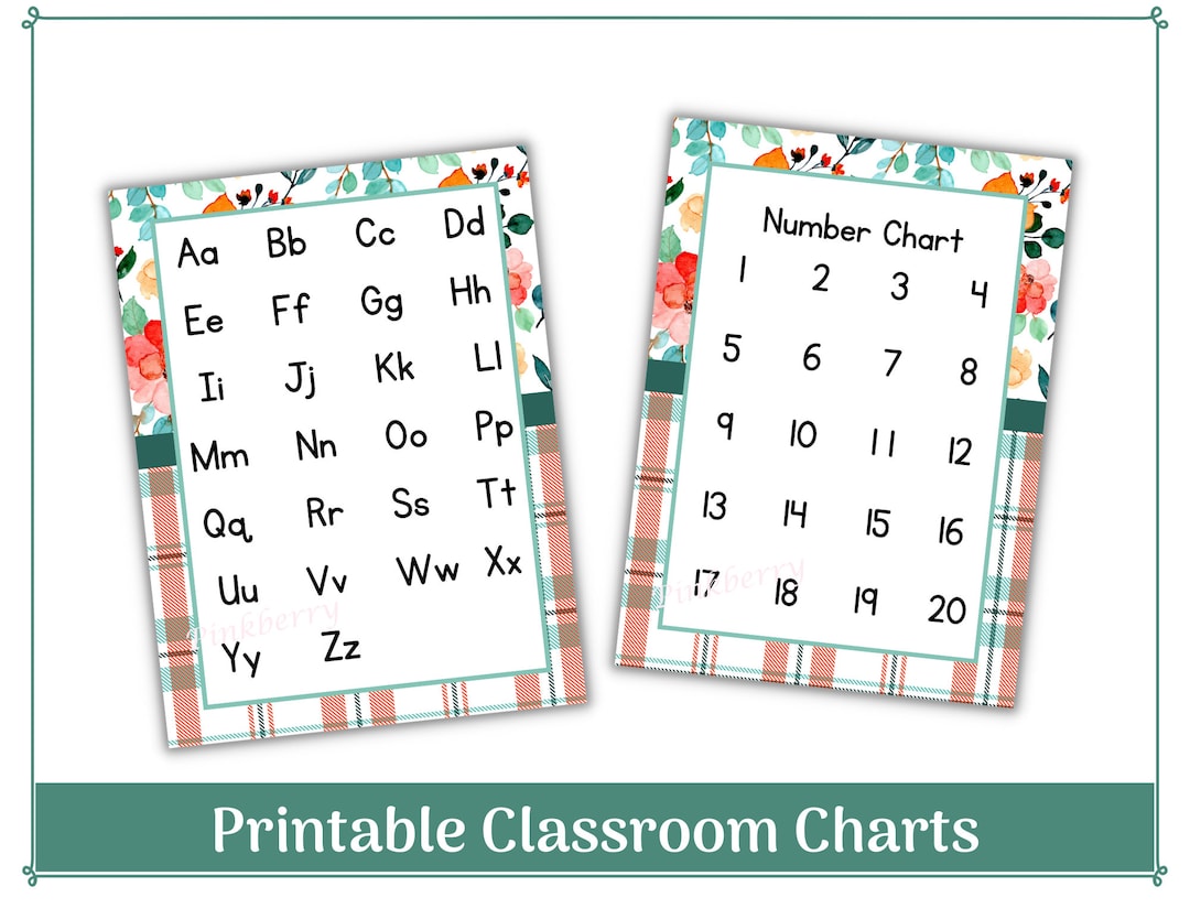Alphabet and Number Chart Printable & Resizable - Etsy UK
