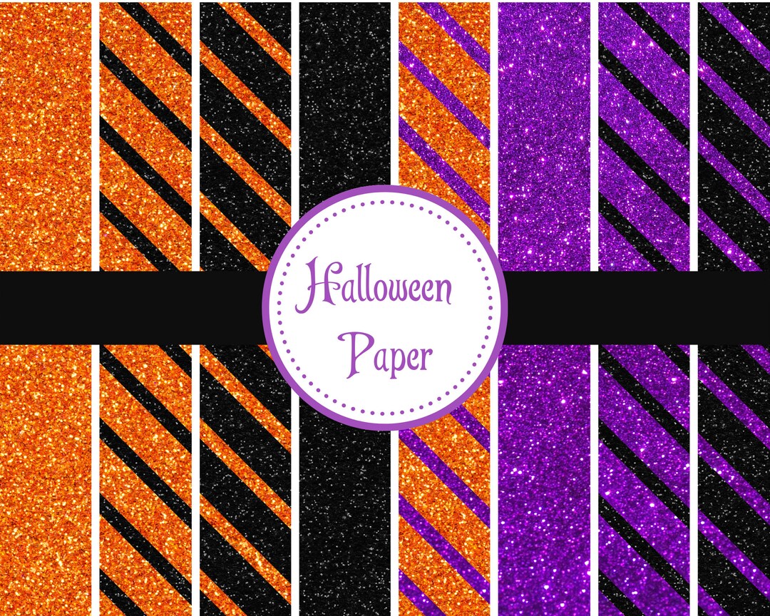 Halloween Glitter Digital Paper: Scrapbook Designs (8.5x11", 8 Designs ...