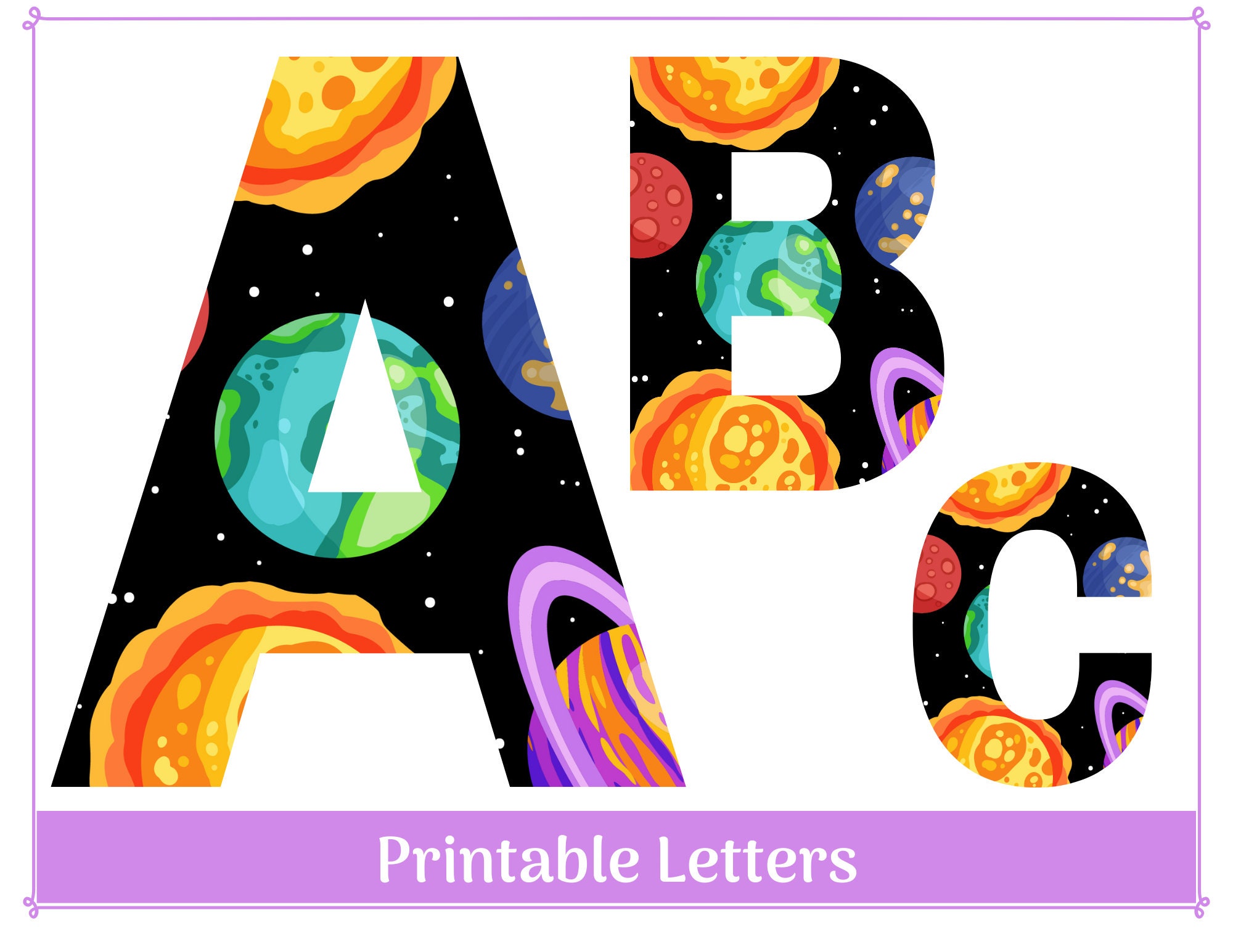 The Solar System Letters English Alphabet Flashcards With Letters From