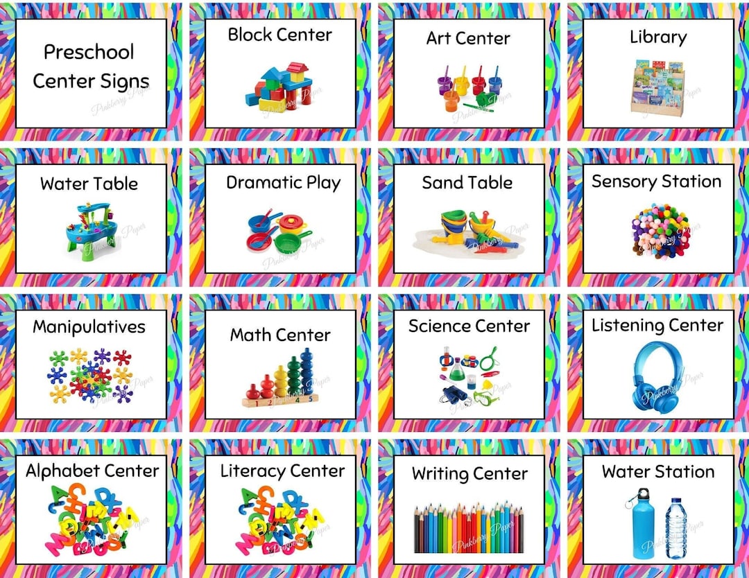 Preschool Center Signs: Polka Dot Classroom Labels (PDF Download) - Etsy