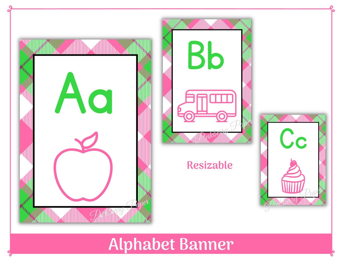 Preppy Alphabet Cards Classroom Alphabet Classroom Decorations Preppy ...