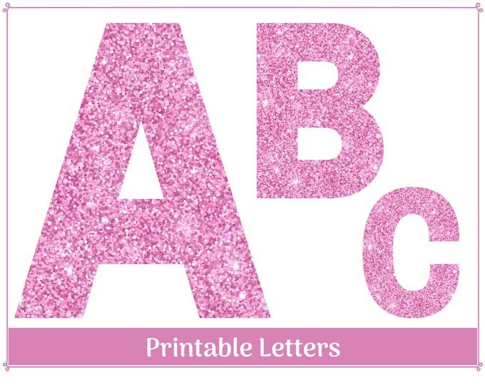 Pink Glitter Letters and Numbers, Pink Glitter Alphabet, Pink Glitter ...