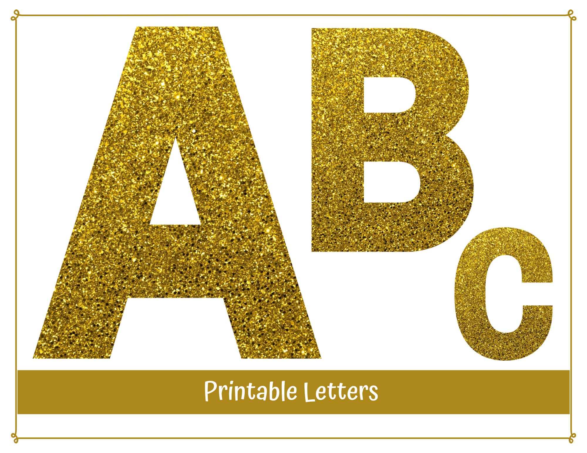 Gold Glittered Alphabet Uppercase A-Z DIY Banner - Etsy