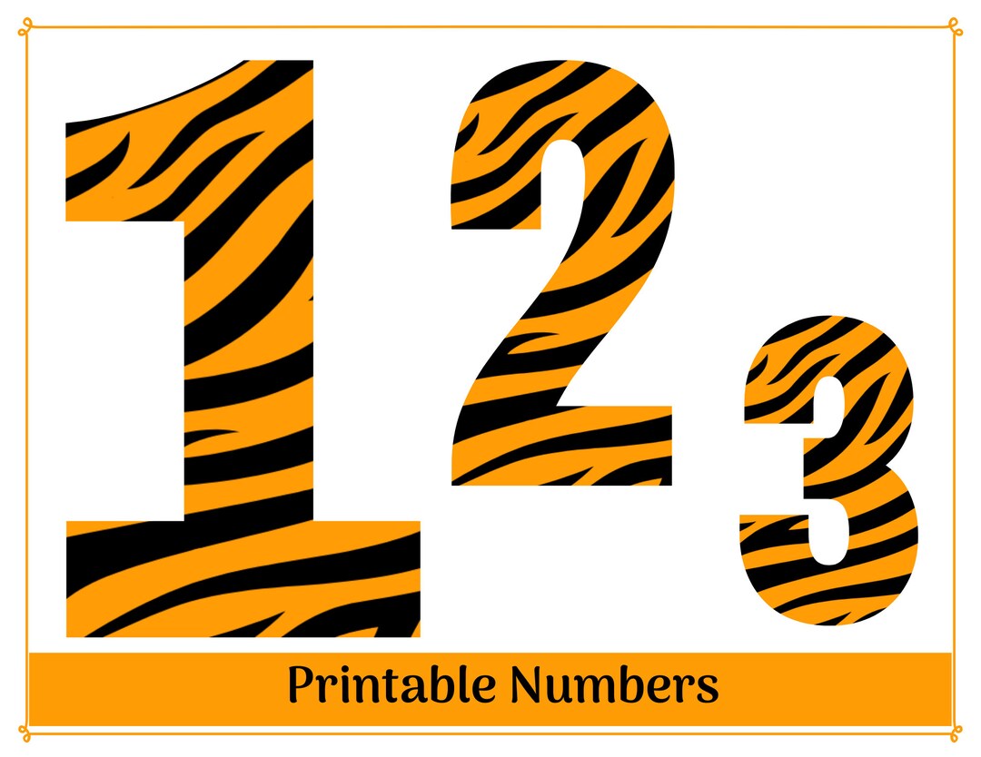 Tiger Wild Animal Numbers 0-9 Clip Art Printable & - Etsy