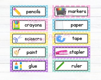 Polka Dot Classroom Supply Labels: Resizable PNG (digital Download) - Etsy