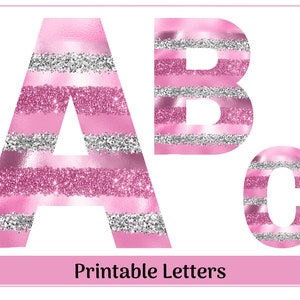 Pink Glitter Metallic Alphabet Letter and Number Clip Art | Printable ...