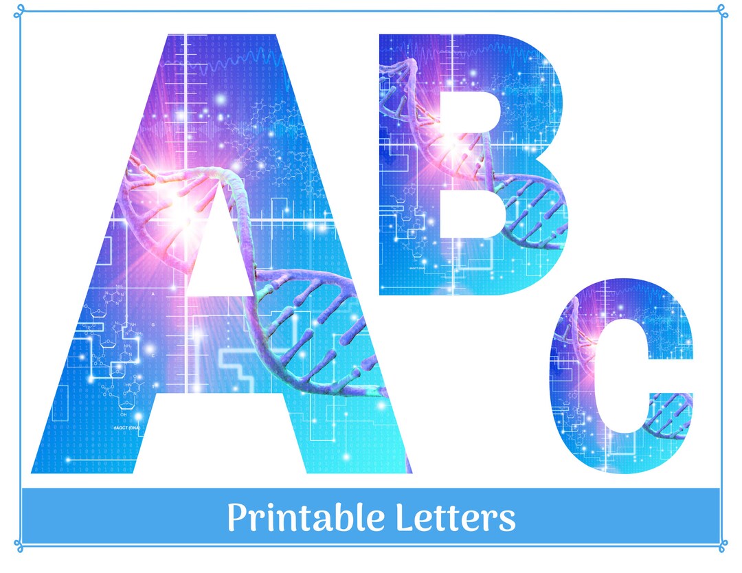 DNA Science Alphabet Clip Art: Printable Letters & Numbers (digital ...