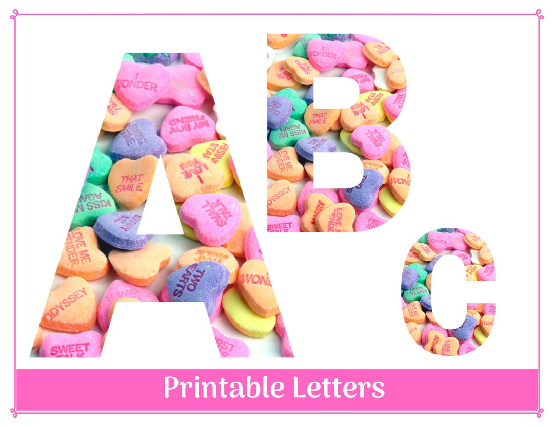 Candy Hearts Alphabet Letters: Printable Clip Art (instant Download) - Etsy