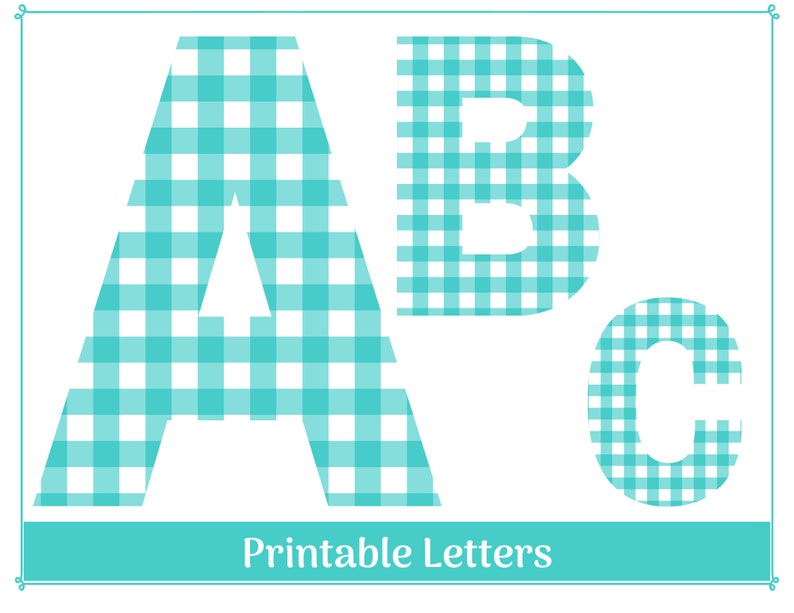 Aqua Check Alphabet Clip Art Printable and Resizable - Etsy