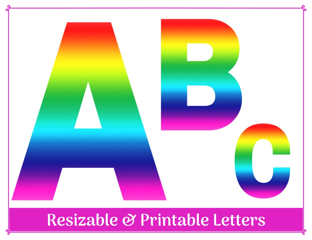 Printable Rainbow Alphabet Clip Art Letters DIY Banner & - Etsy Singapore