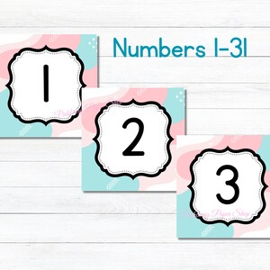 Numbers 1-31 | Calendar Numbers | Pastel Aqua & Peach Classroom Number ...