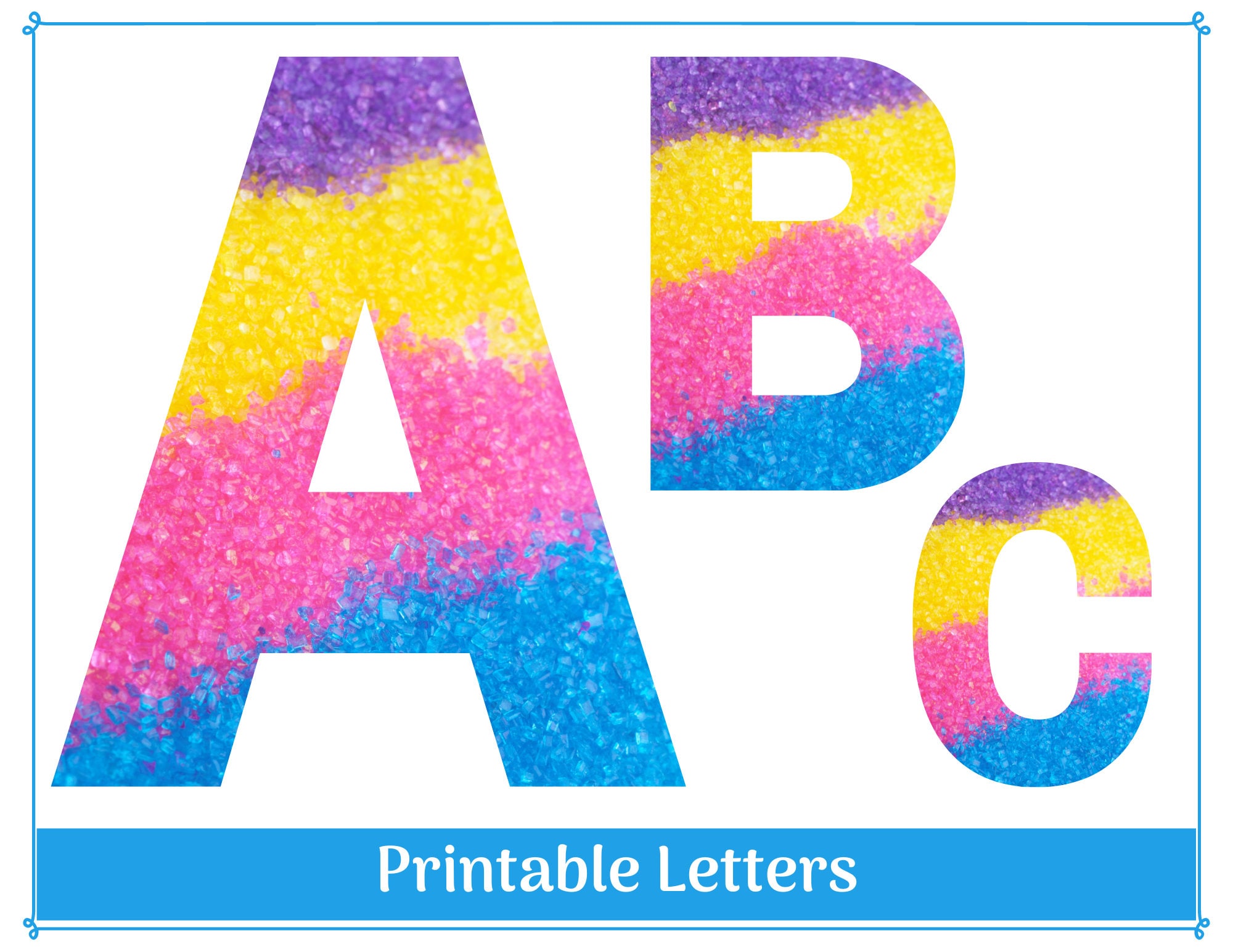 Rainbow Glitter Alphabet Letters & Numbers: Printable Clip Art (digital ...