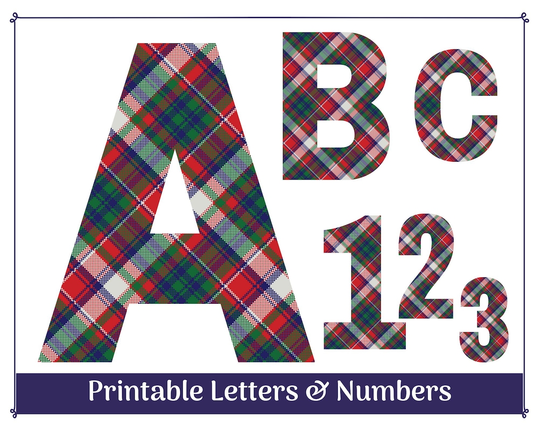 Winter Plaid Alphabet Letters & Numbers | Uppercase A-Z and Numbers 0-9 | DIY Banner ...