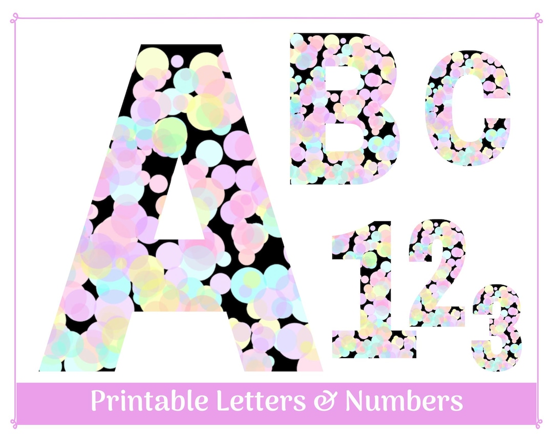 Neon Polka Dot Alphabet Letters & Numbers: Printable Clip Art (digital ...