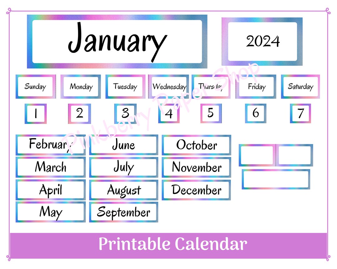 Ombre Rainbow Classroom Calendar | Printable & Resizable Calendar ...