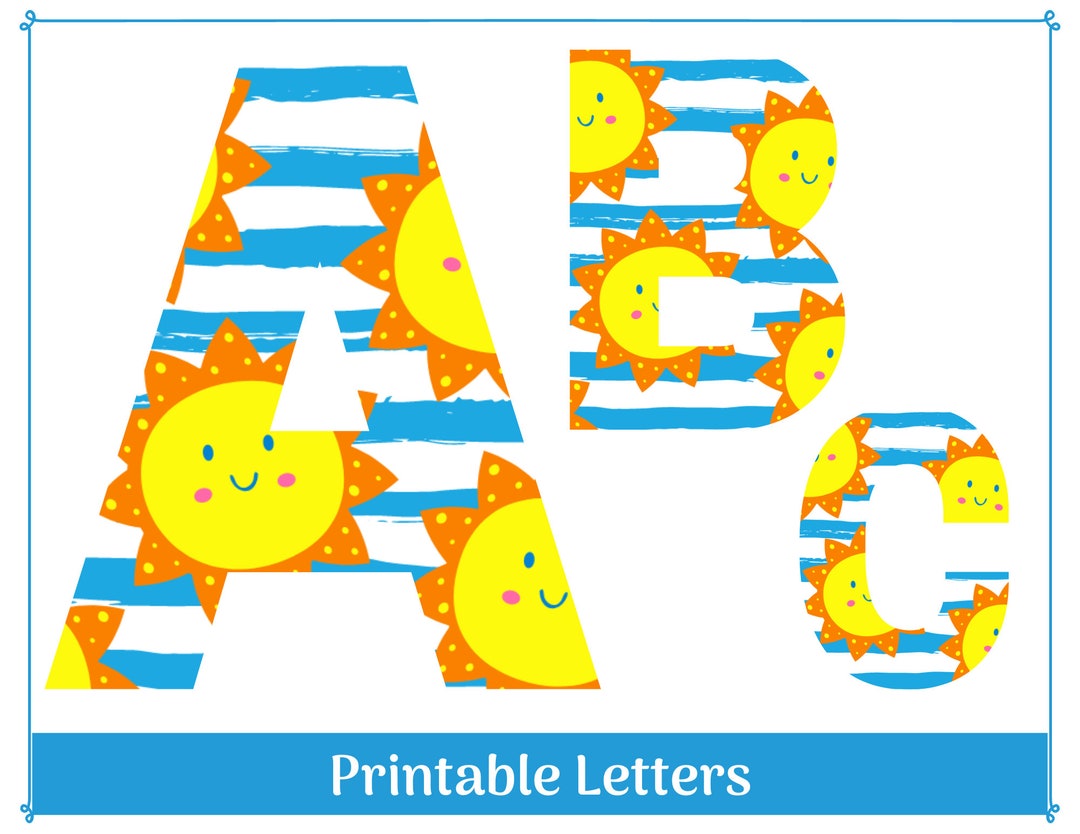 Summer Sun Alphabet Clip Art: Printable Letters & Numbers (A-Z, 0-9 ...