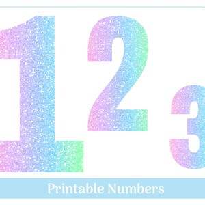 Pastel Rainbow Glitter Alphabet Letters A-Z, Numbers 0-9 | Banner ...