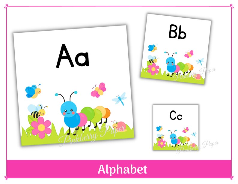 Alphabet Cards Classroom Alphabet Cute Garden Themed - Etsy