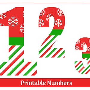 Red & Green Striped Christmas Clip Art Letters and Numbers | Bulletin ...