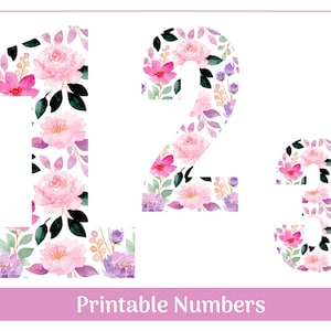 Purple Floral Alphabet Letters A-Z, Numbers 0-9 Printable Clip Art ...
