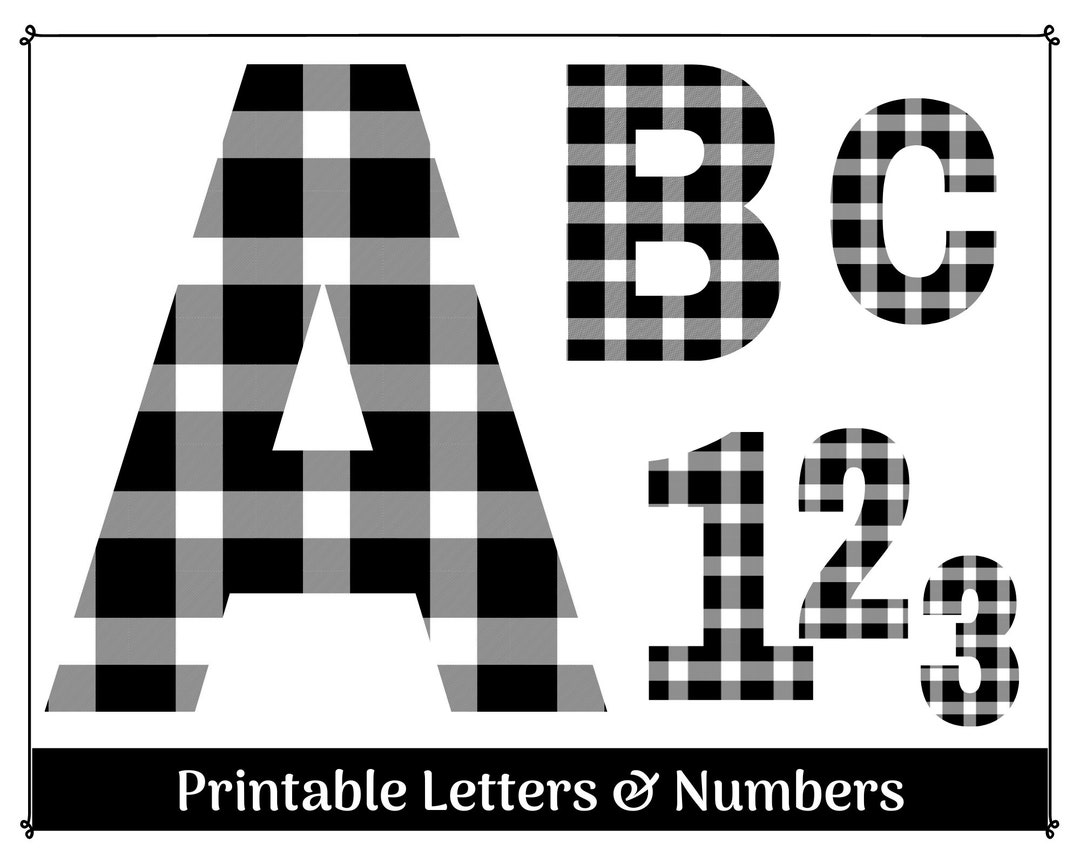 Buffalo Plaid Alphabet Letters & Numbers | Uppercase A-Z and Numbers 0-9 | DIY Banner ...