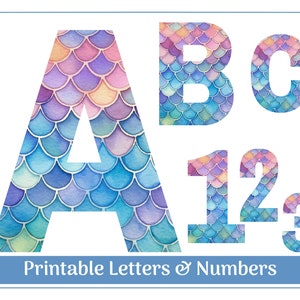 Mermaid Alphabet Clip Art Letters A-Z | Numbers 0-9 | Printable Letters ...