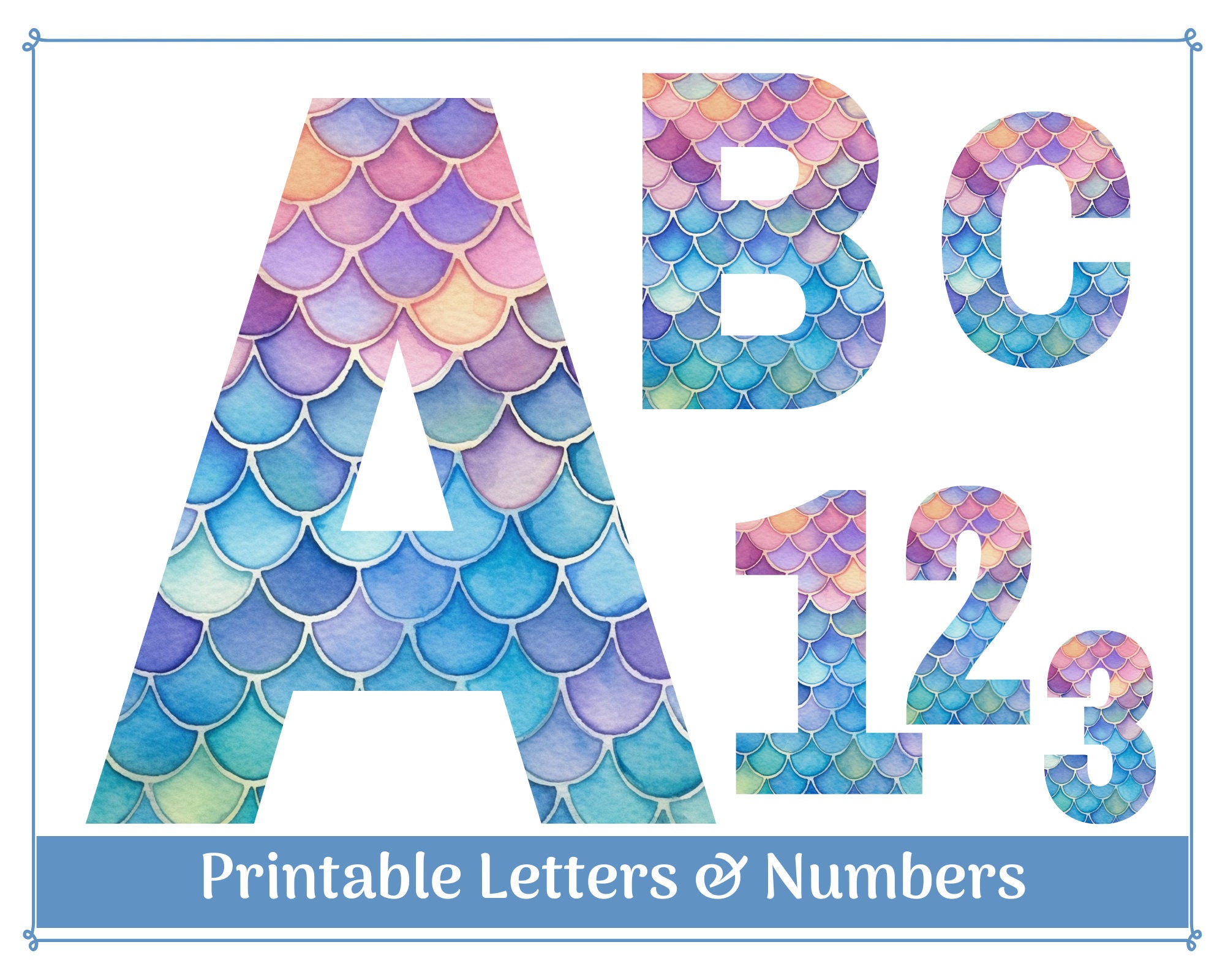 Mermaid Alphabet Clip Art: A-Z Letters & 0-9 Numbers (digital Download ...