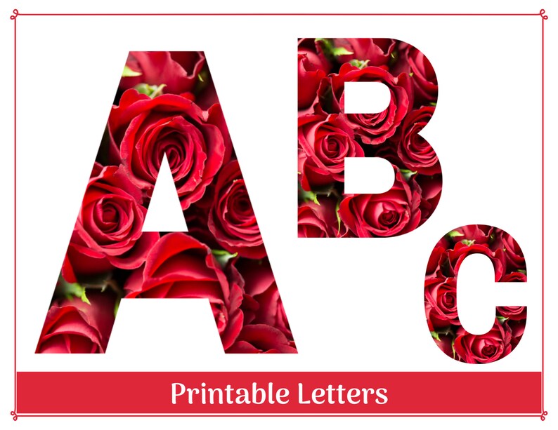 Red Roses Valentine's Day Alphabet Letter Clip Art | Etsy