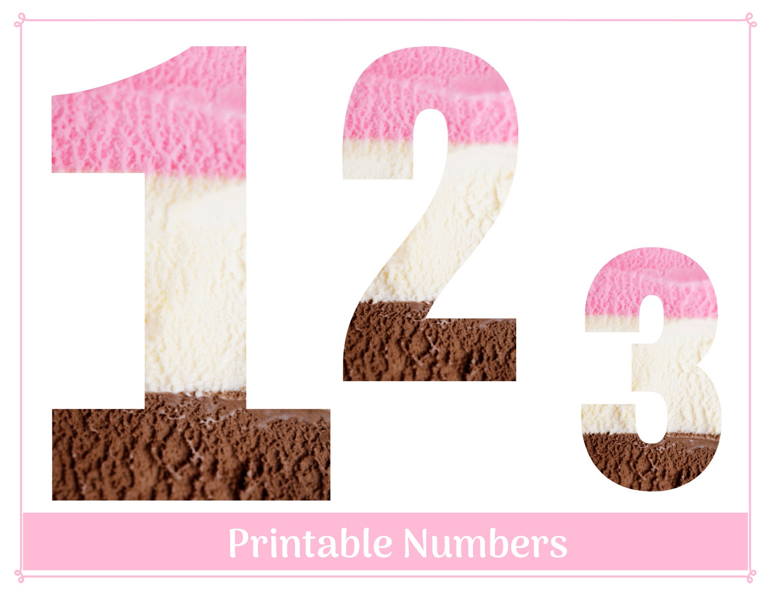 Neapolitan Ice Cream Alphabet Clip Art: Printable Letters & Numbers (A ...