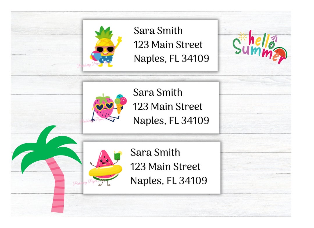 Cute Summer Return Address Labels | Cute Summer Fruit Labels | Beach ...