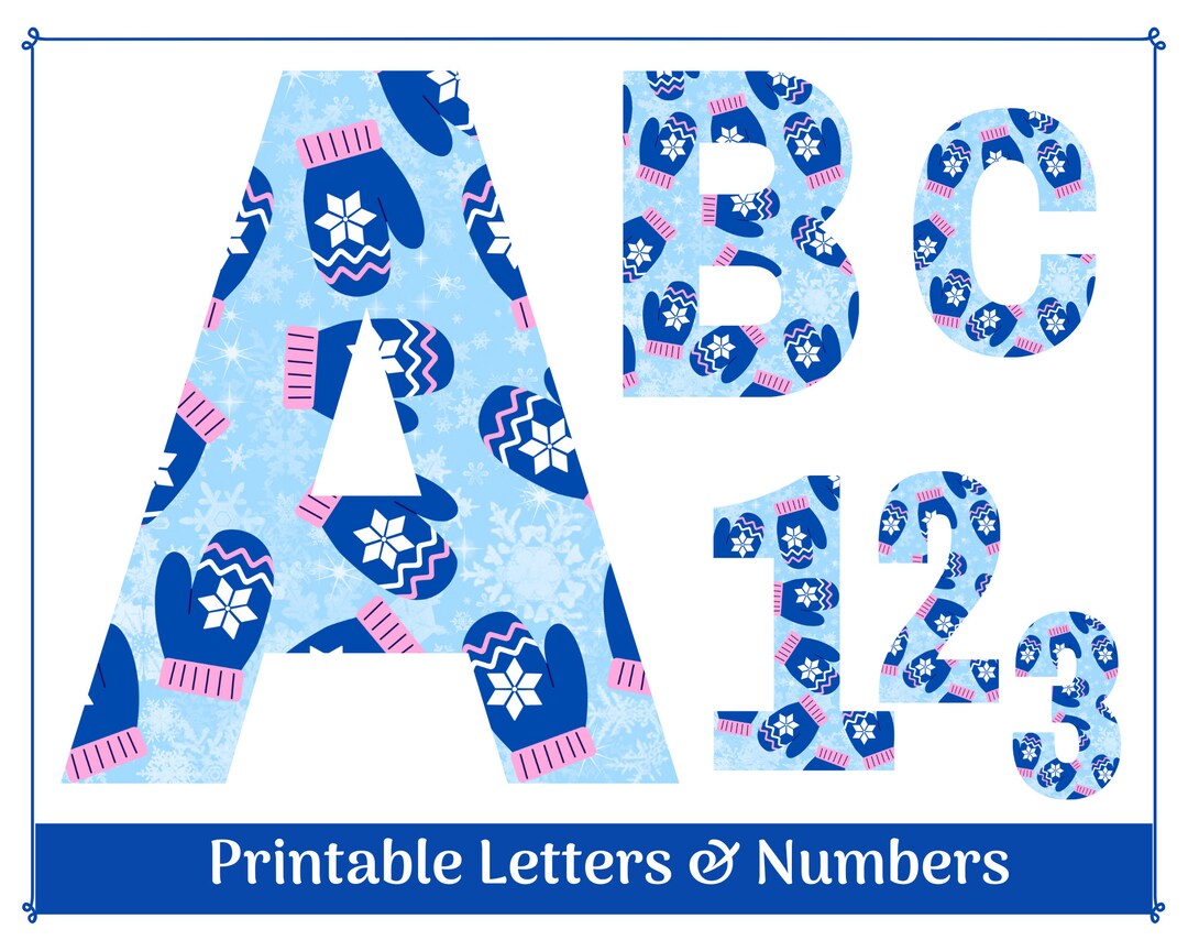 Mittens Alphabet and Numbers Clip Art: Winter Bulletin Board Letters ...