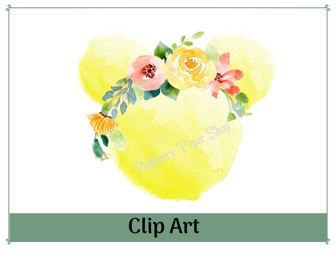 Yellow Floral Minnie Clip Art | Sublimation | Digital Clip Art ...